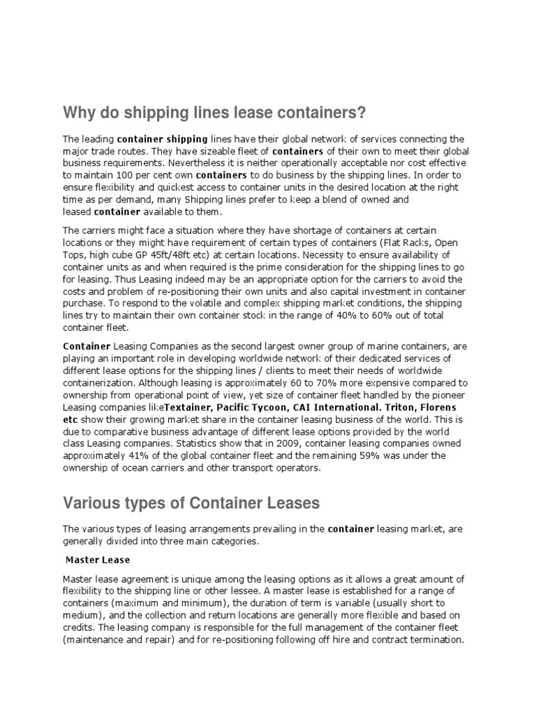 Container Leasing | PDF | Containerization | Lease