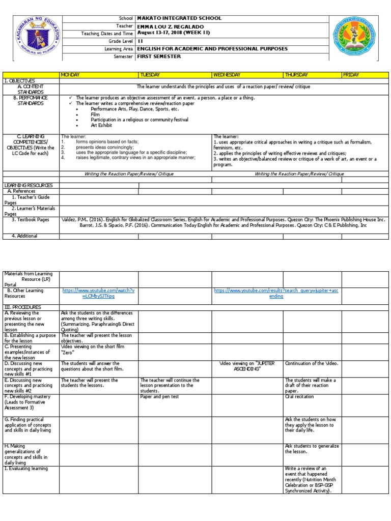 Eapp Week 11 | PDF | Teachers | Learning