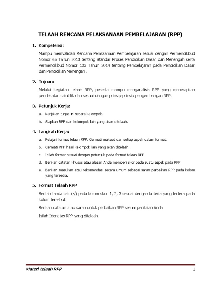 Telaah RPP | PDF | Seni