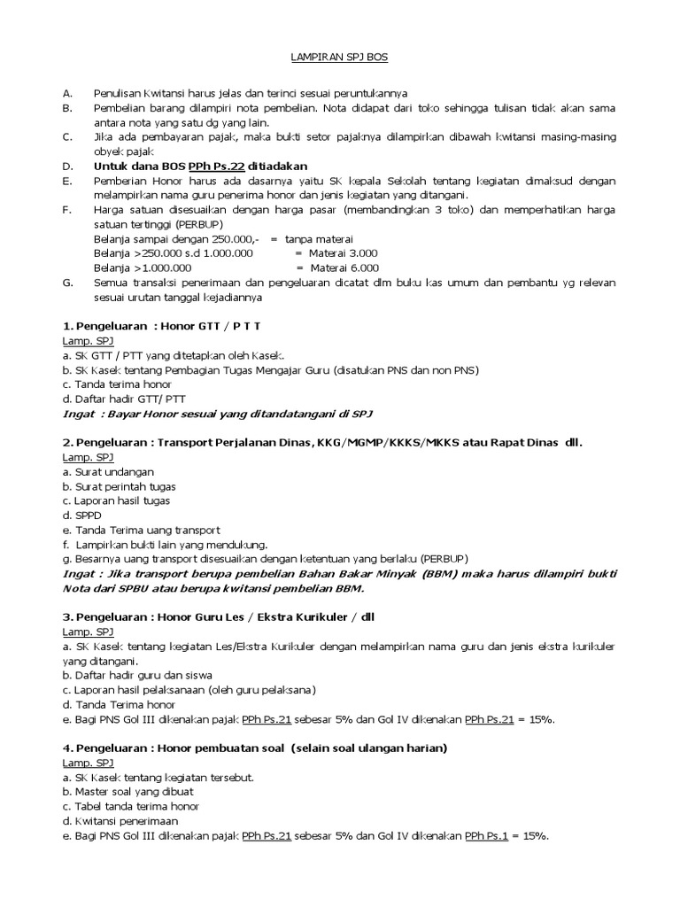 Lampiran SPJ Bos | PDF