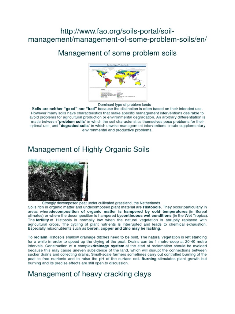 Management of Some Problem Soils FAO | PDF | Soil | Fertilizer