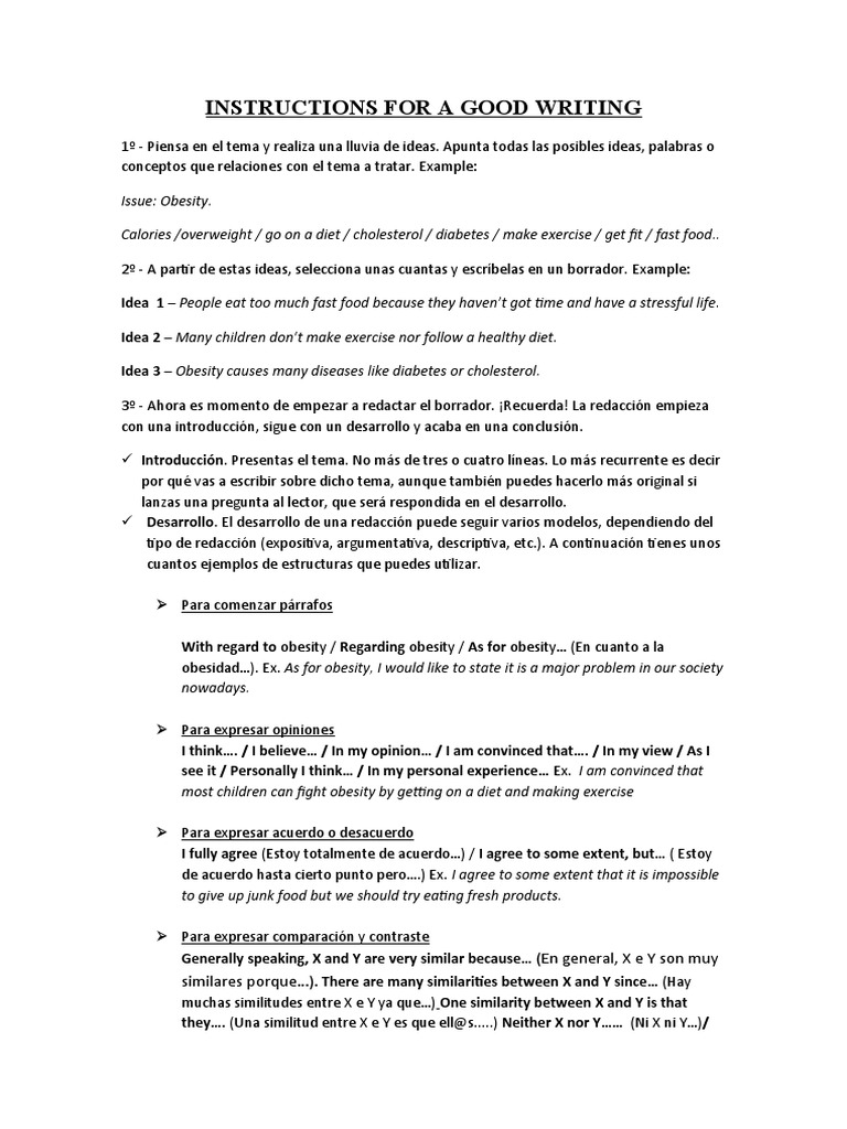 Instructions For A Good Writing | PDF | Lingüística | Tamaño humano
