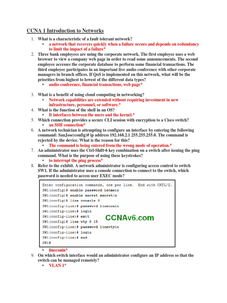CCNA 1 Introduction To Networks | PDF | Computer Network | Internet Protocol Suite