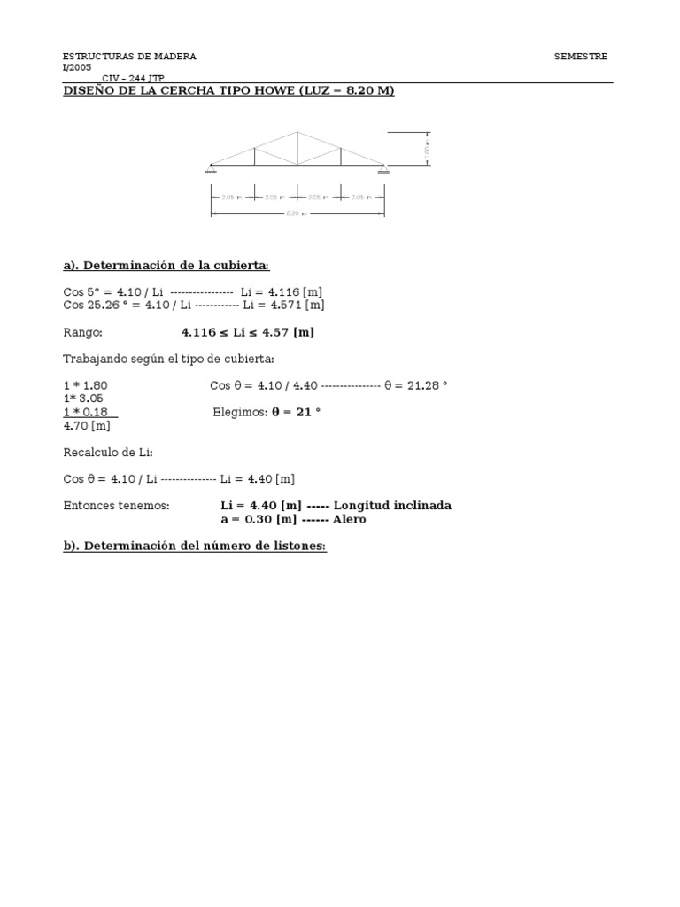 Diseño de La Cercha Tipo Howe | Descargar gratis PDF | Braguero ...