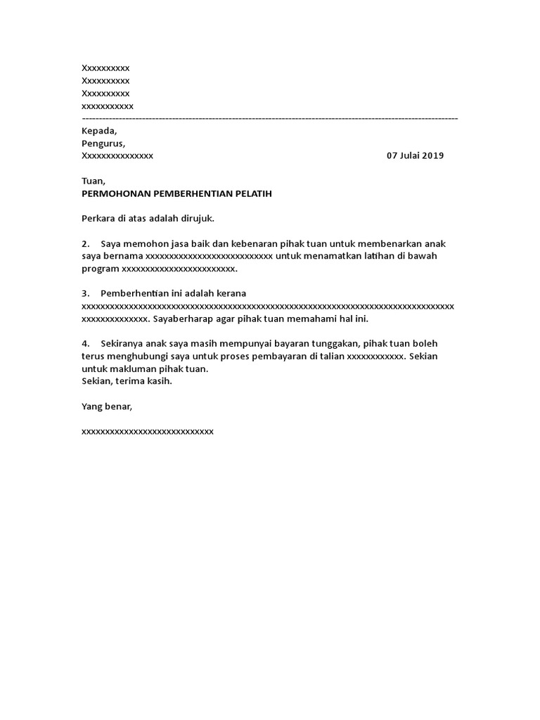 Format Notis Penamatan | PDF