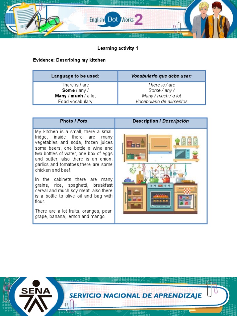 Kitchen Description with Food Vocabulary | PDF