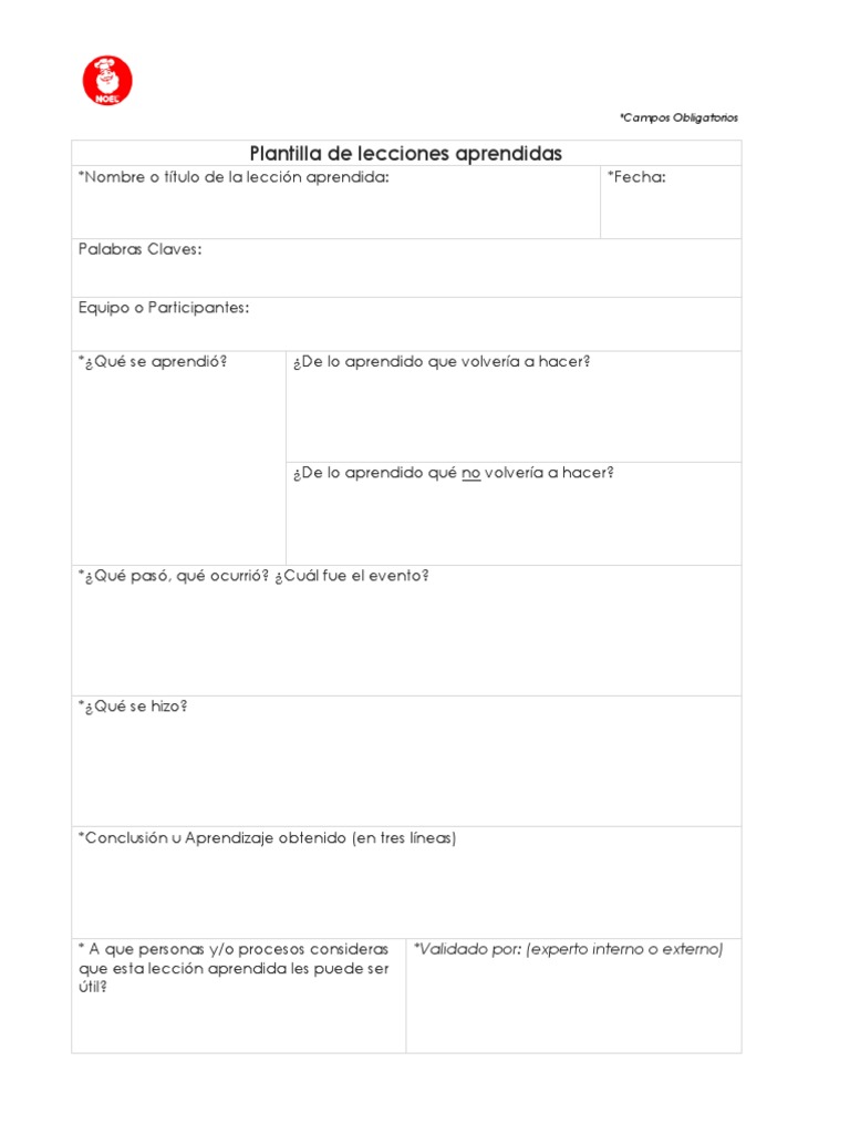 Plantilla Lecciones Aprendidas | PDF