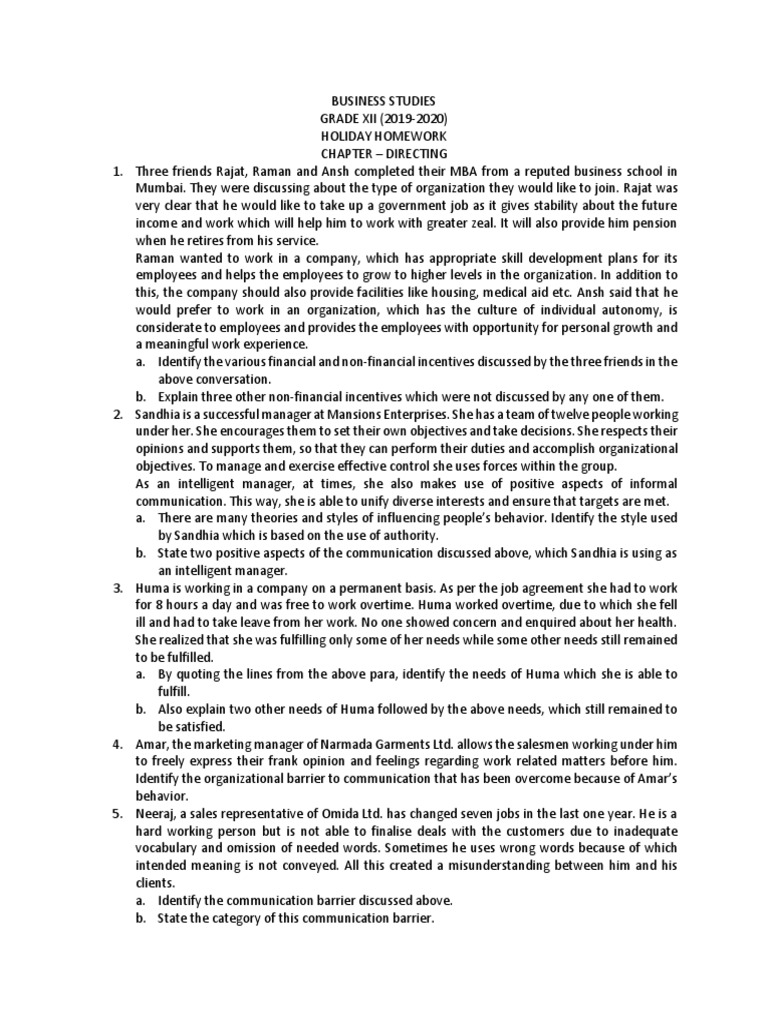 Business Studies Grade 12 | PDF | Employment | Communication