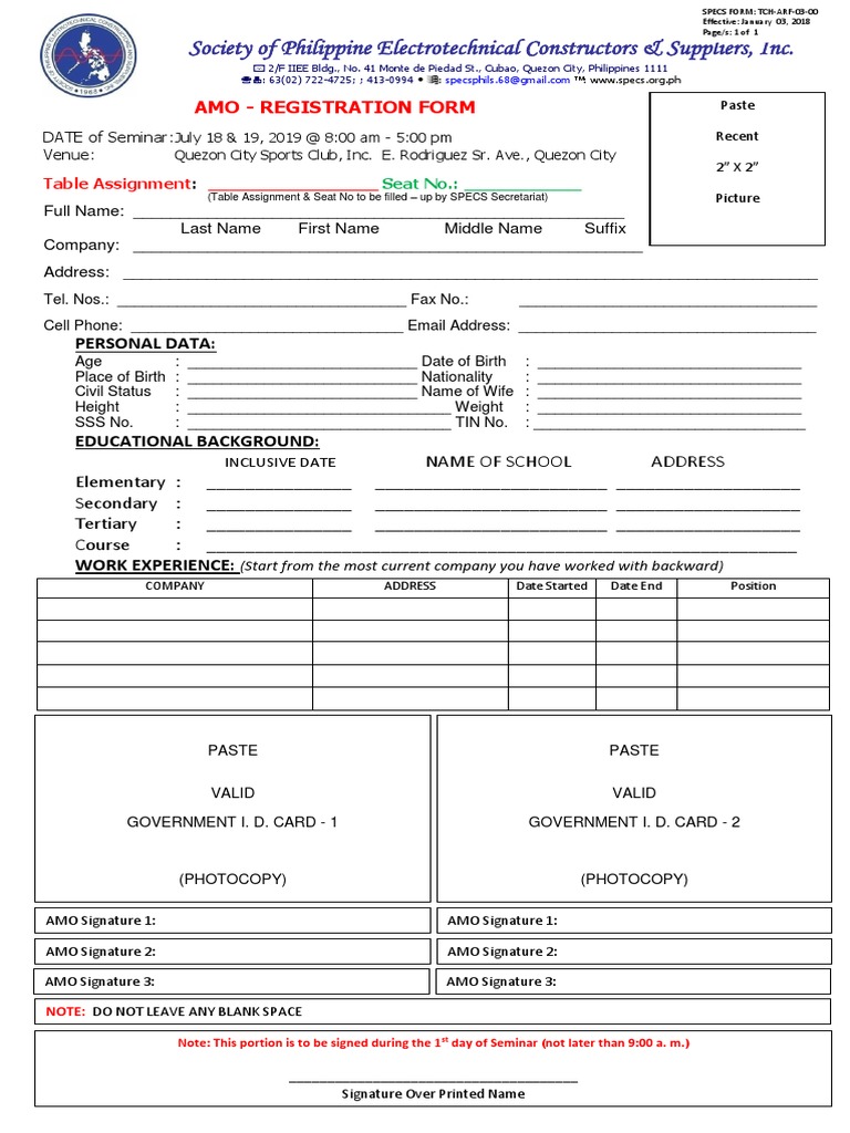 Amo Registration-Form 7 18 19-8 | PDF | Computing