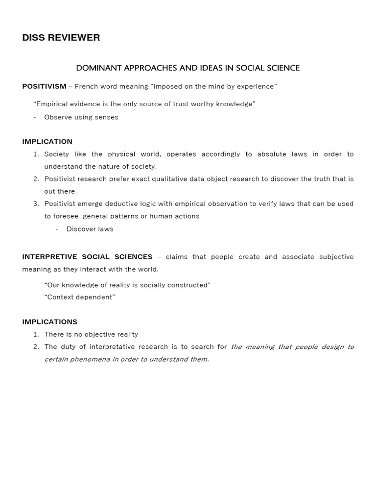 Diss Reviewer | PDF | Social Science | Positivism