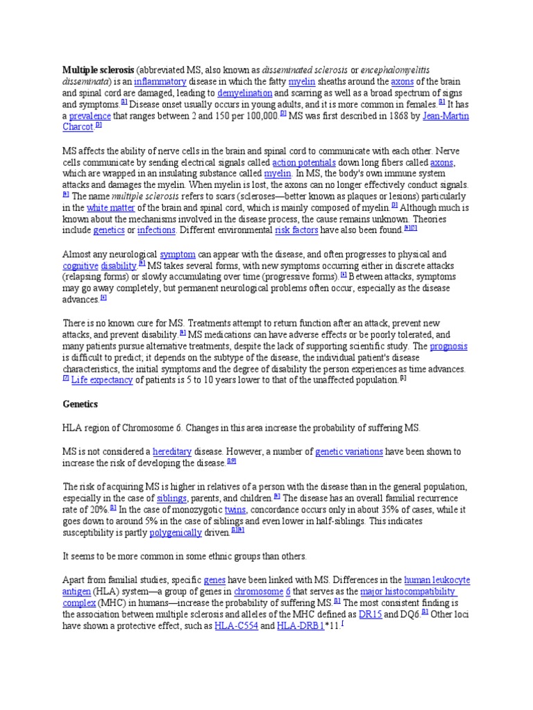 Multiple Sclerosis | Download Free PDF | Multiple Sclerosis | Myelin