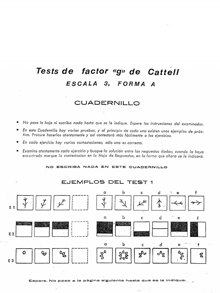 Cuadernillo Test de Factor G de Cattell (Nivel 3) (Forma A) (Form. Alt ...