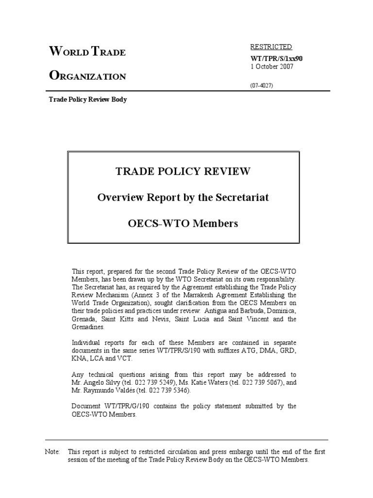 2007-10-01 - Trade Policy Review - Overview Report by The Secretariat ...