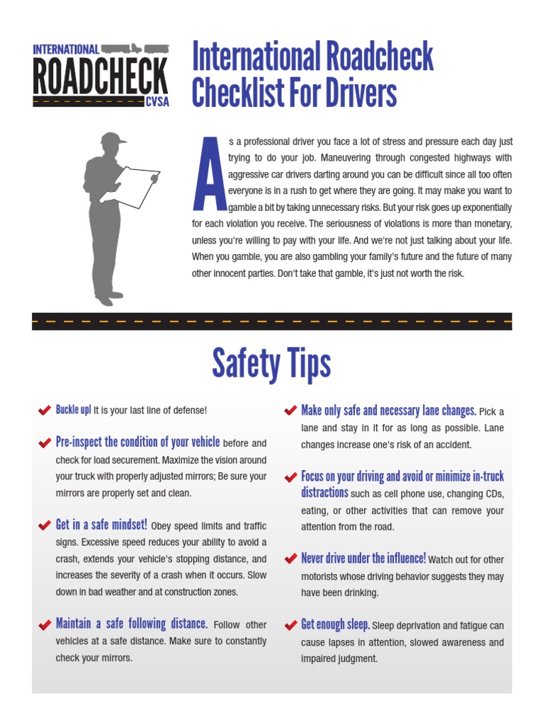 International Roadcheck Checklist For Drivers: Buckle Upl | PDF | Tire ...