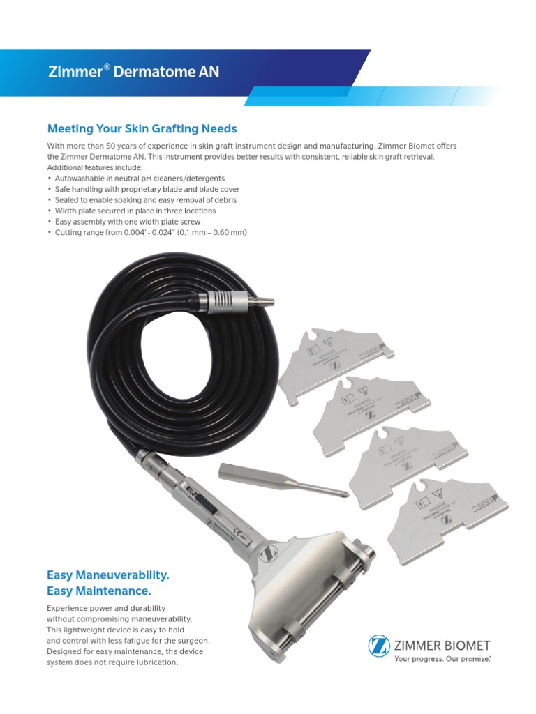 Zimmer Dermatome An Sell Sheet | PDF | Nature