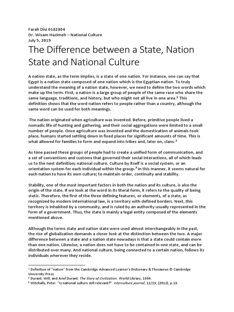 The Difference Between A State and A Nation State | PDF | Nation ...