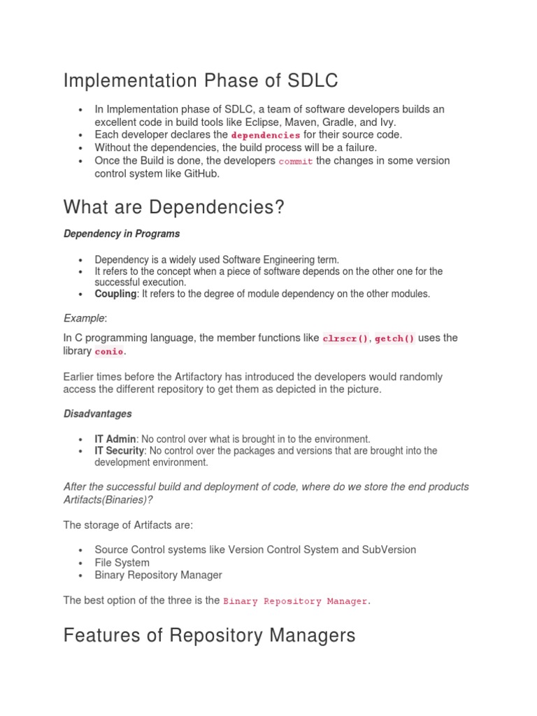 Implementation Phase of SDLC: Dependencies | PDF | Command Line ...