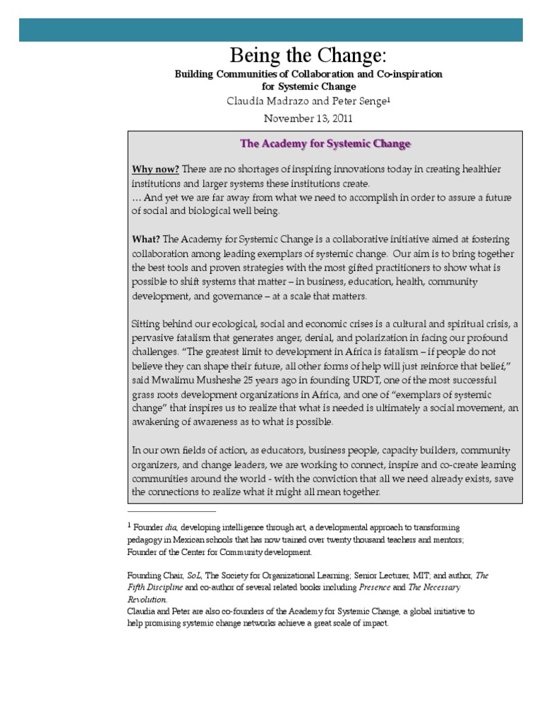 Being The Change Building Communities of Collaboartion and Co ...