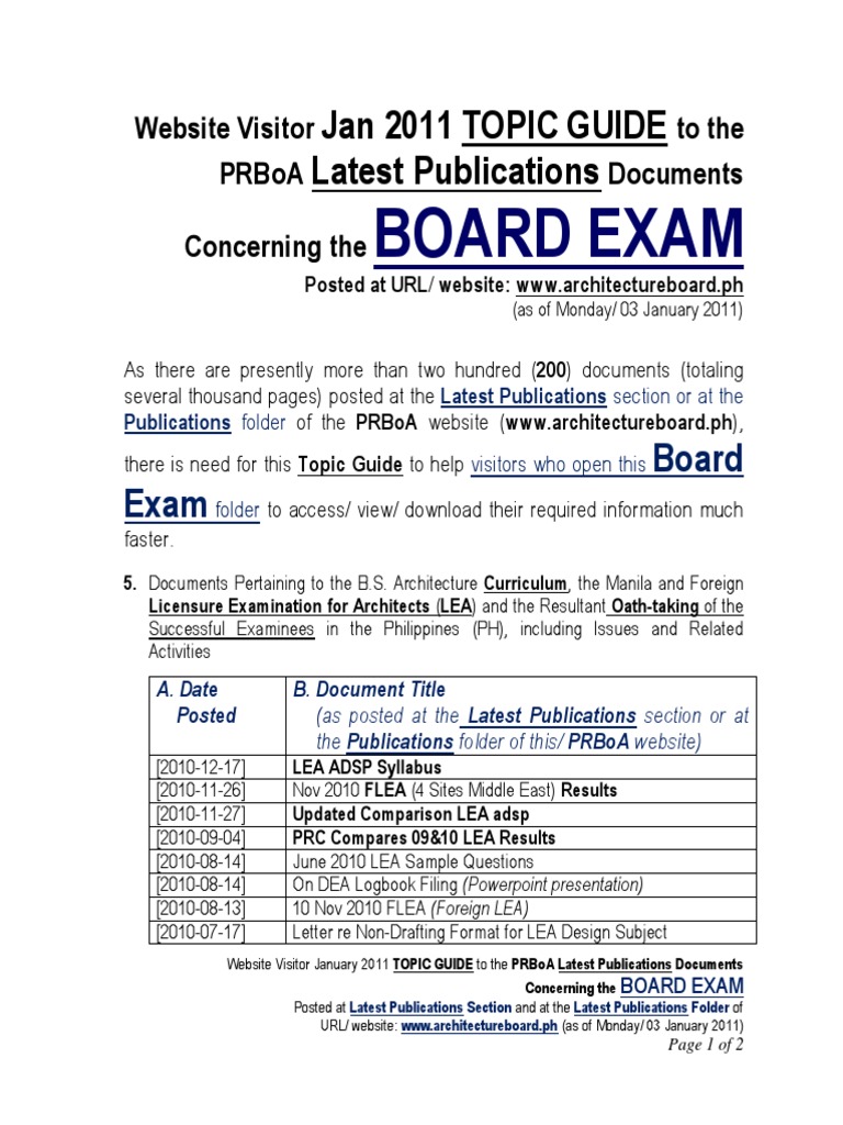 Board Exam: Jan 2011 Topic Guide Latest Publications | PDF | Websites ...