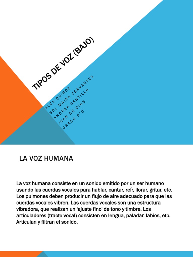 Tipos de Voz (Bajo) | PDF | Voz humana | Tecnicas musicales