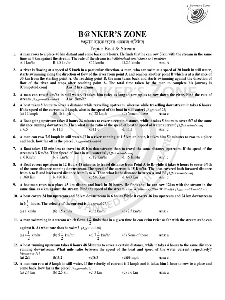 Boat Stream Written Lecture Sheet Pdf Pdf Speed River