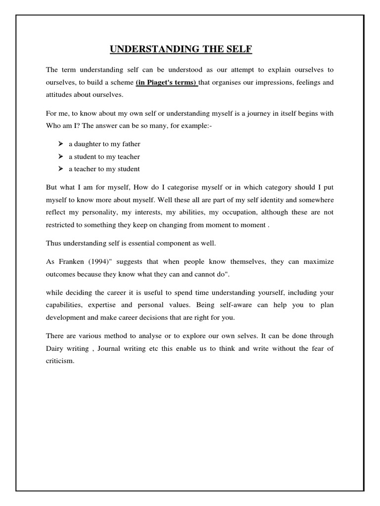 Understanding The Self | PDF | Self | Thought