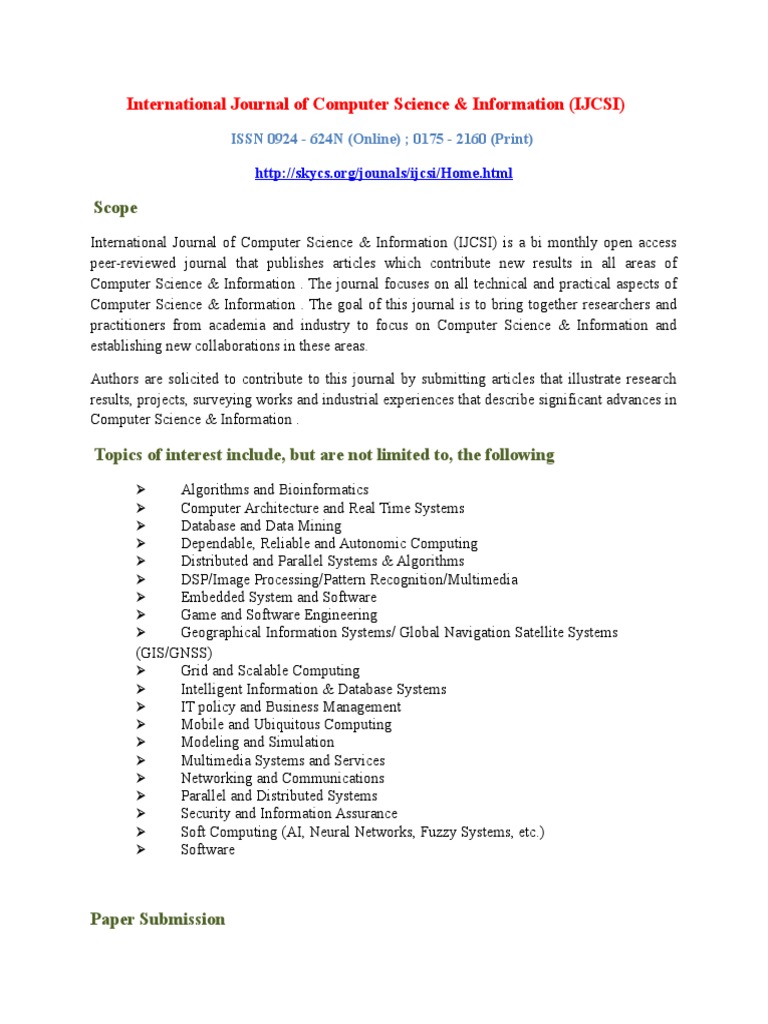 International Journal of Computer Science & Information (IJCSI) | PDF ...