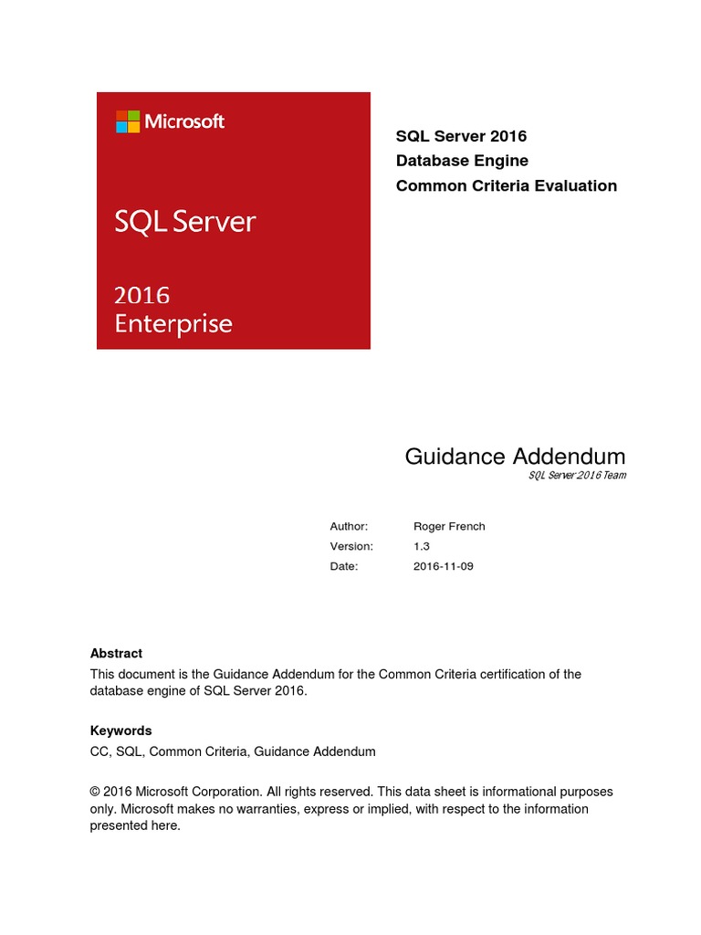 MS SQL2016 F2 Agd Add 1.3 | PDF | Microsoft Sql Server | Databases