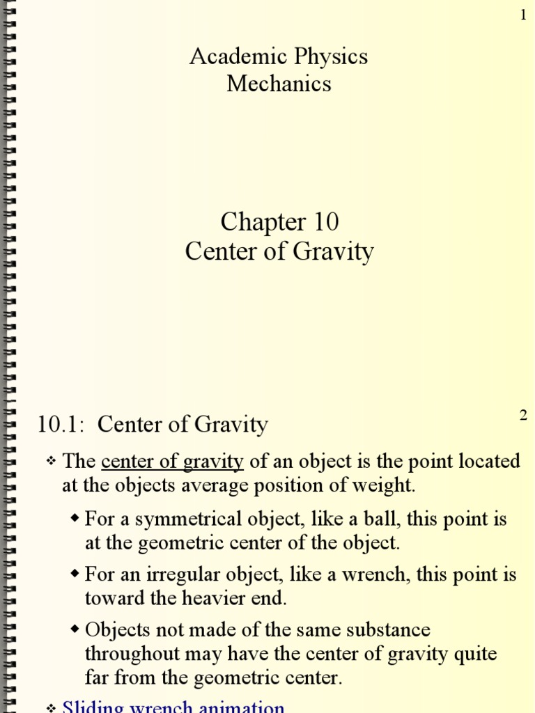 Academic Physics Mechanics: Center of Gravity | PDF | Center Of Mass ...