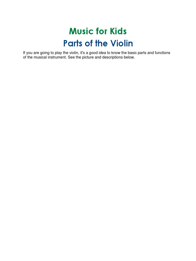 Music For Kids: Parts of The Violin | PDF | Violin | String Instruments