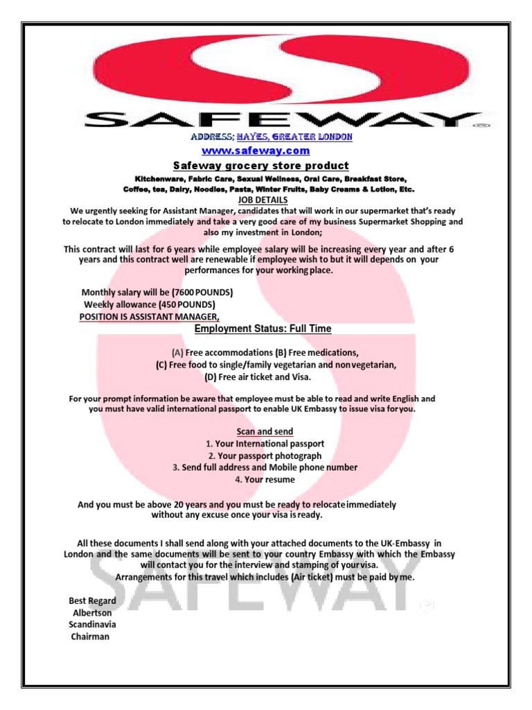 Safeway Job Details | PDF