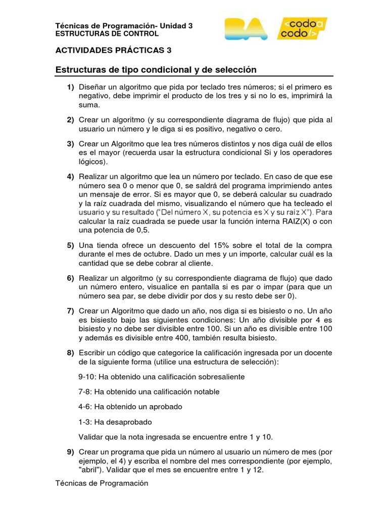 Unidad 3 | PDF | Algoritmos | Programa de computadora
