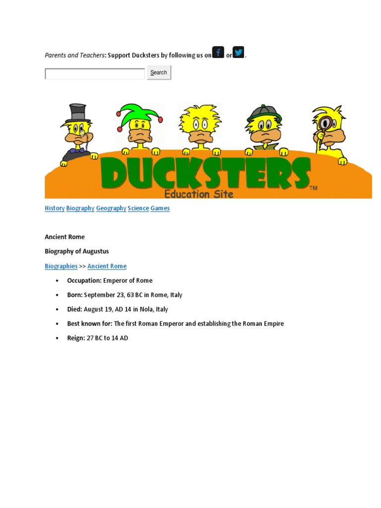 Parents and Teachers: Support Ducksters by Following Us On: History ...