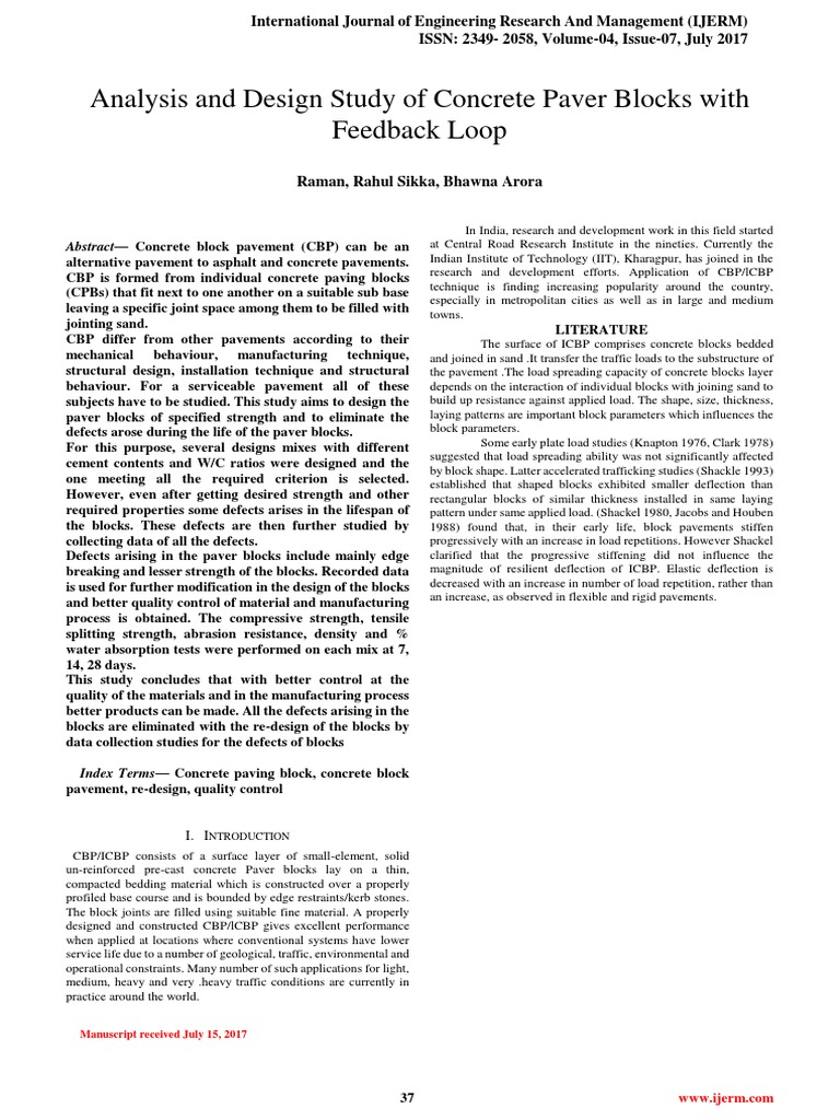 Analysis and Design Study of Concrete Paver Blocks With Feedback Loop ...