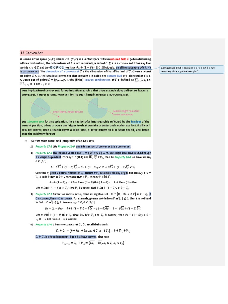 Convex Set: Dimension of A Convex Set Convex Hull Convex Combination ...