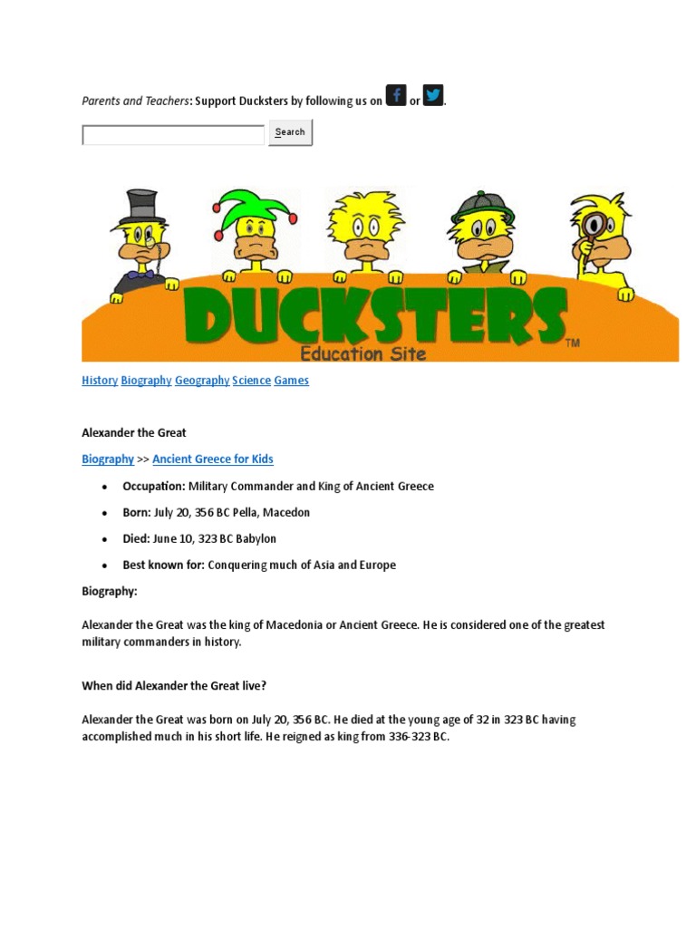 Parents and Teachers: Support Ducksters by Following Us On: History ...
