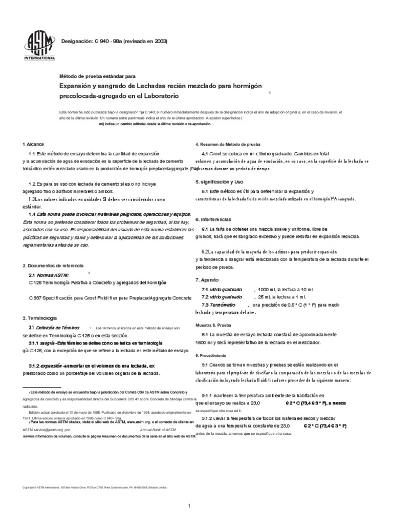 ASTM C 940 Standard Test Method For Expansion and Bleeding of Freshly ...