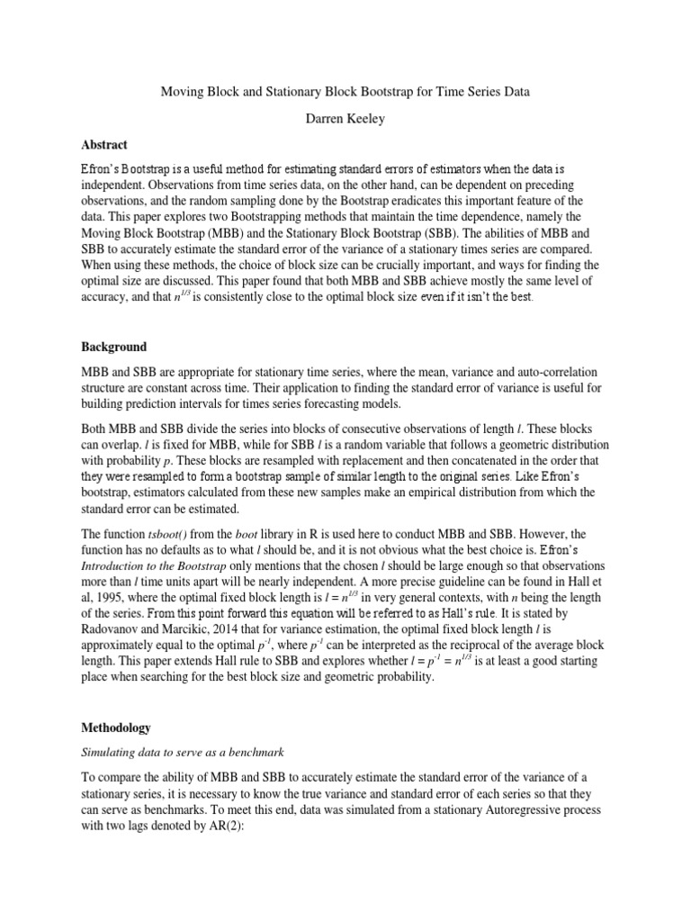Moving Block and Stationary Block Bootstrap For Time Series Data Darren ...