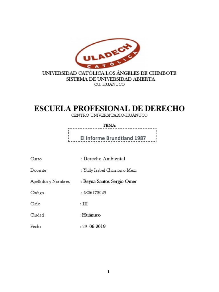 El Informe Brundtland 1987 | PDF | Desarrollo sostenible | Sustentabilidad