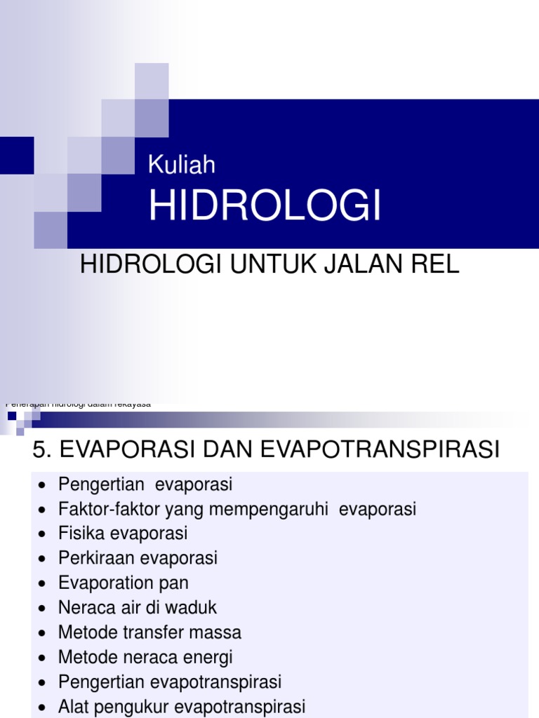 Hidrologi 5 Evaporasi Dan Evapotranspirasi | PDF | Sains & Matematika