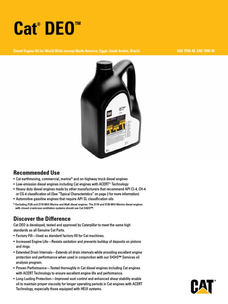 Cat Deo - Sae 15W40 PDF | PDF | Motor Oil | Engines