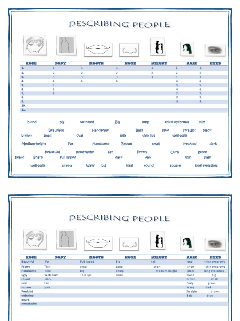 Physical Appearance Vocabulary Fun Activities Games 9504 | PDF ...