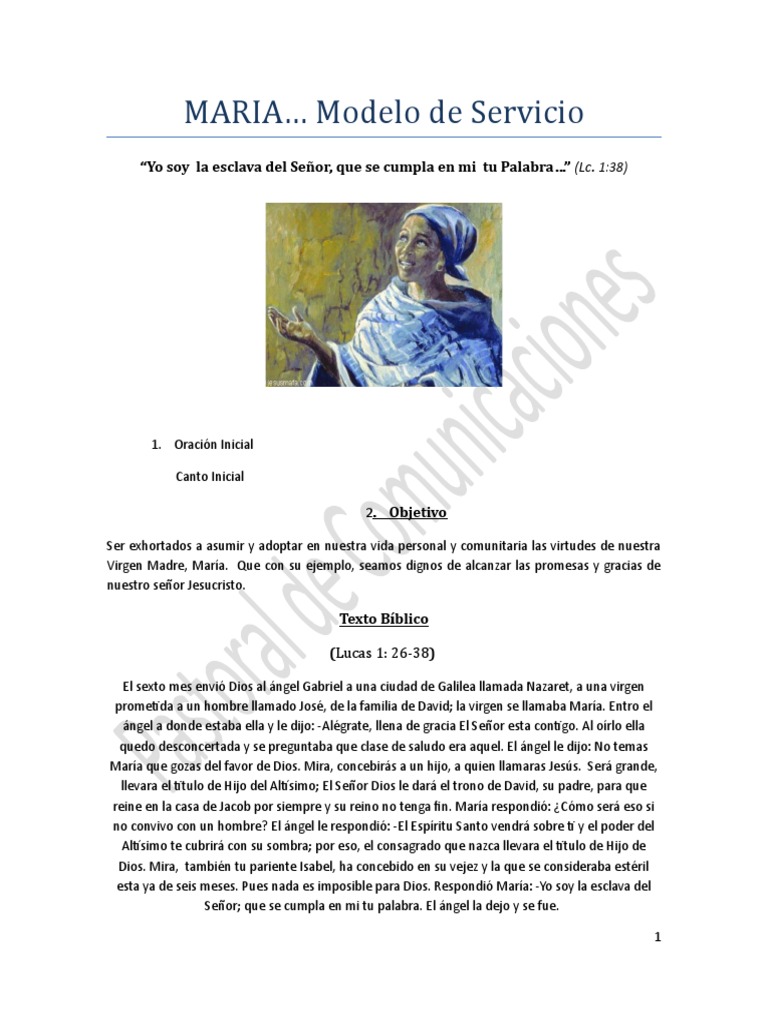 Maria Modelo de Servicio | PDF | María, madre de Jesús | Creencia ...