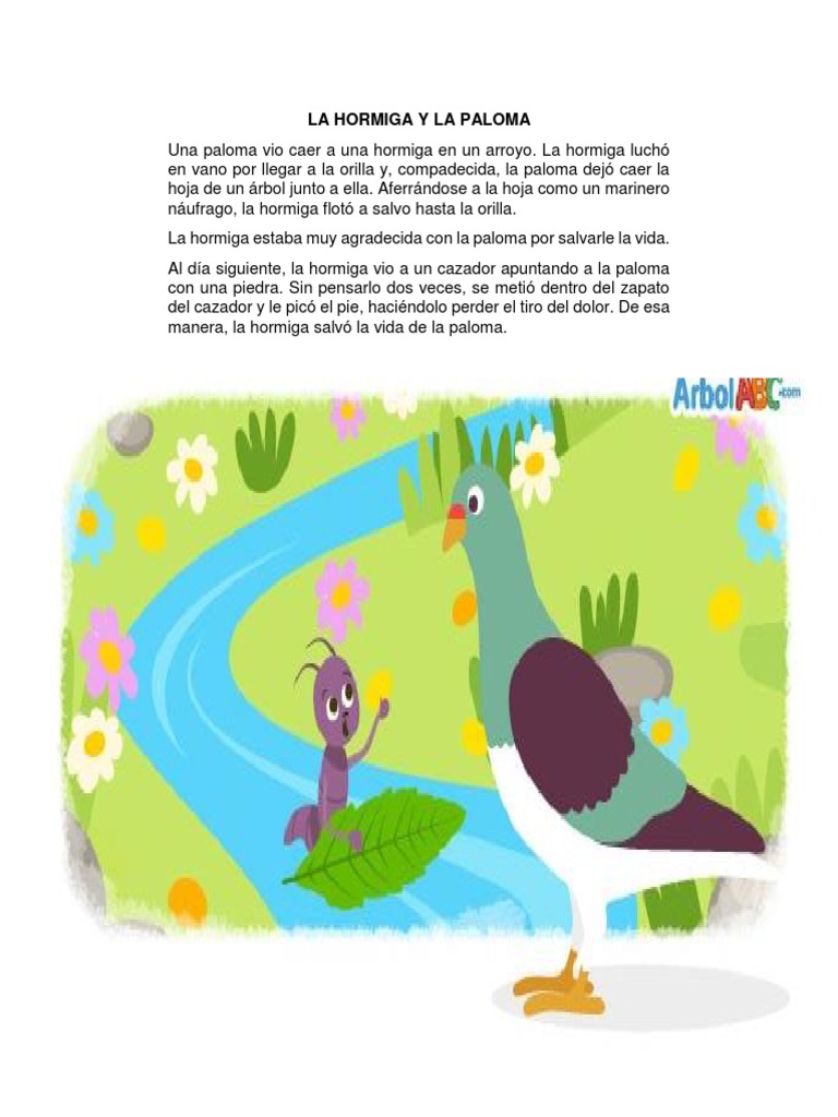 Fabula La Hormiga y La Paloma | PDF | Poesía | Clásicos