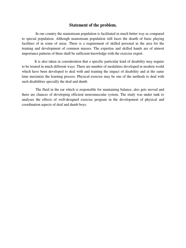 Statment of Problem | PDF | Career & Growth | Self-Improvement