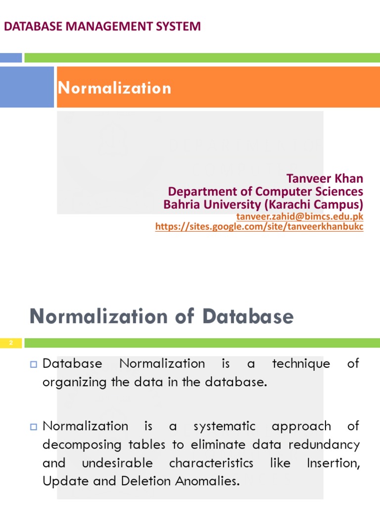 Normalization: Database Management System | PDF | Data Model | Software ...