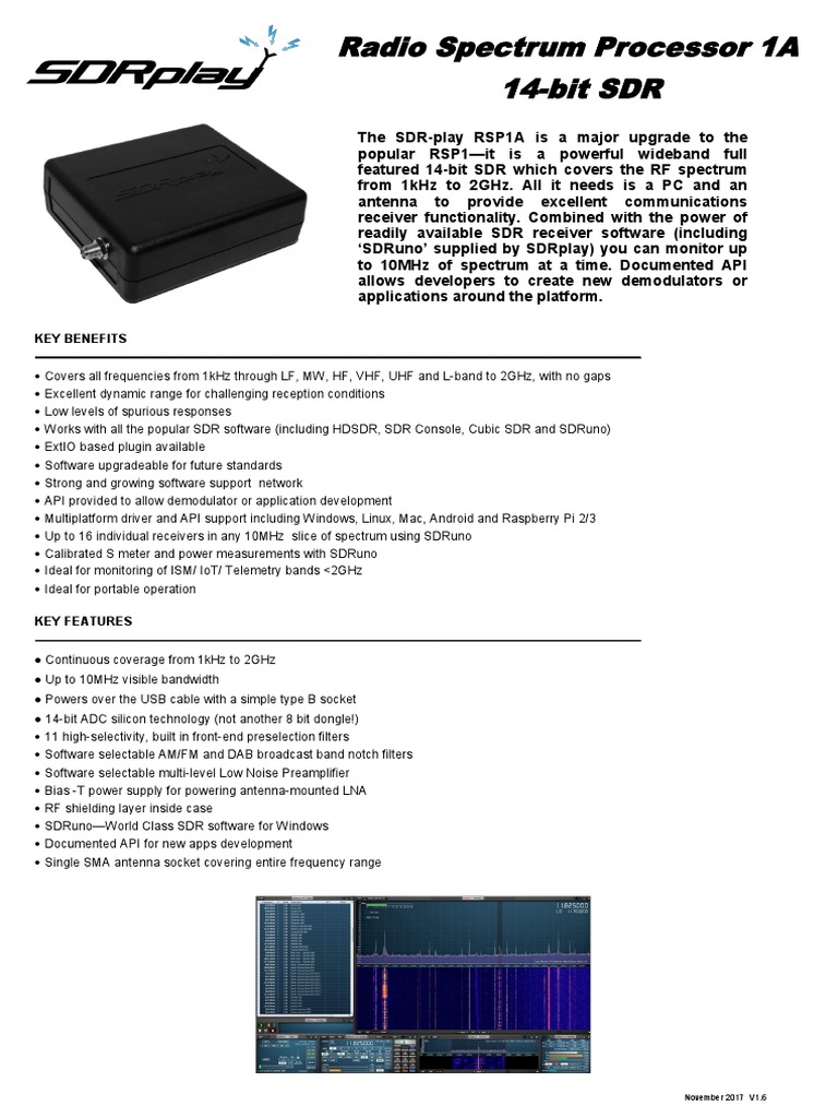 RSP1A Datasheet V1.6 | PDF | Software Defined Radio | Frequency Modulation