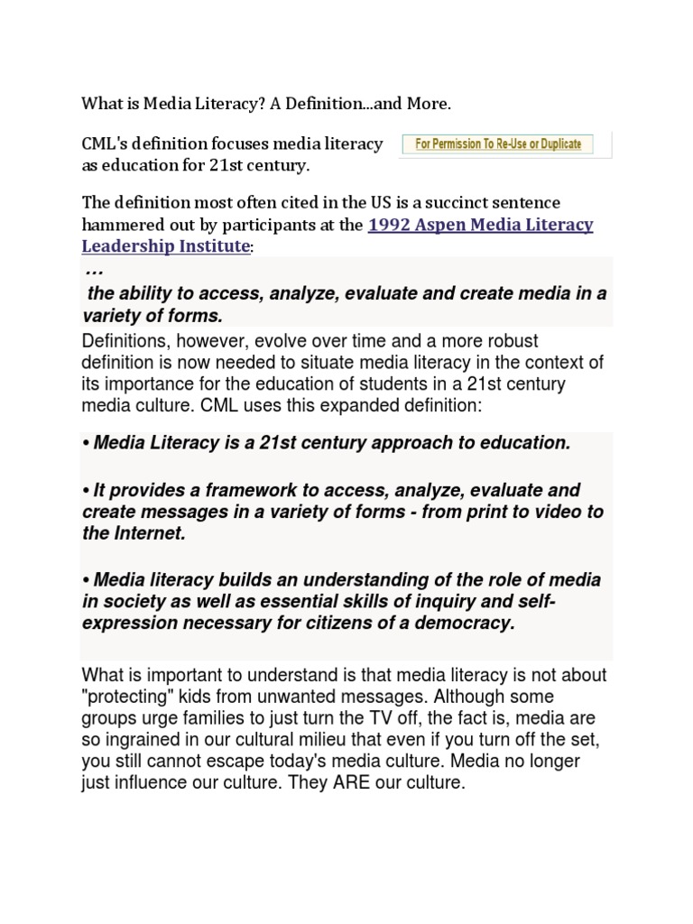 What Is Media Literacy | PDF | Mass Media | Literacy