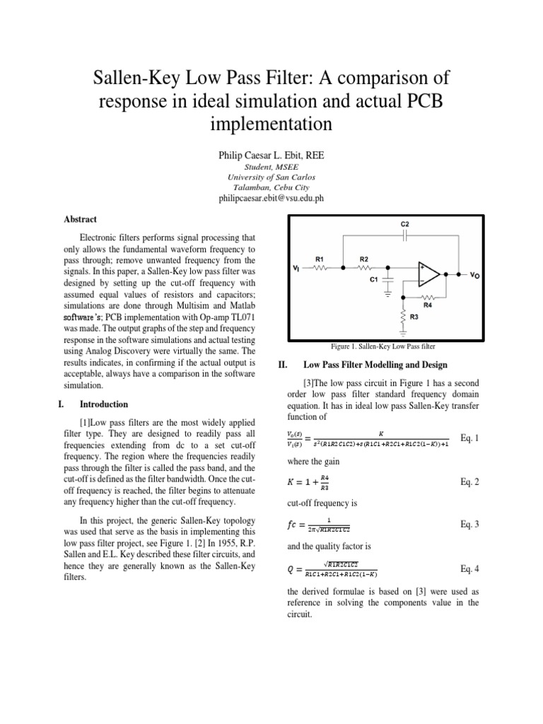 Sallen Key Low Pass Filter Download Free Pdf Electronic Filter Low Pass Filter