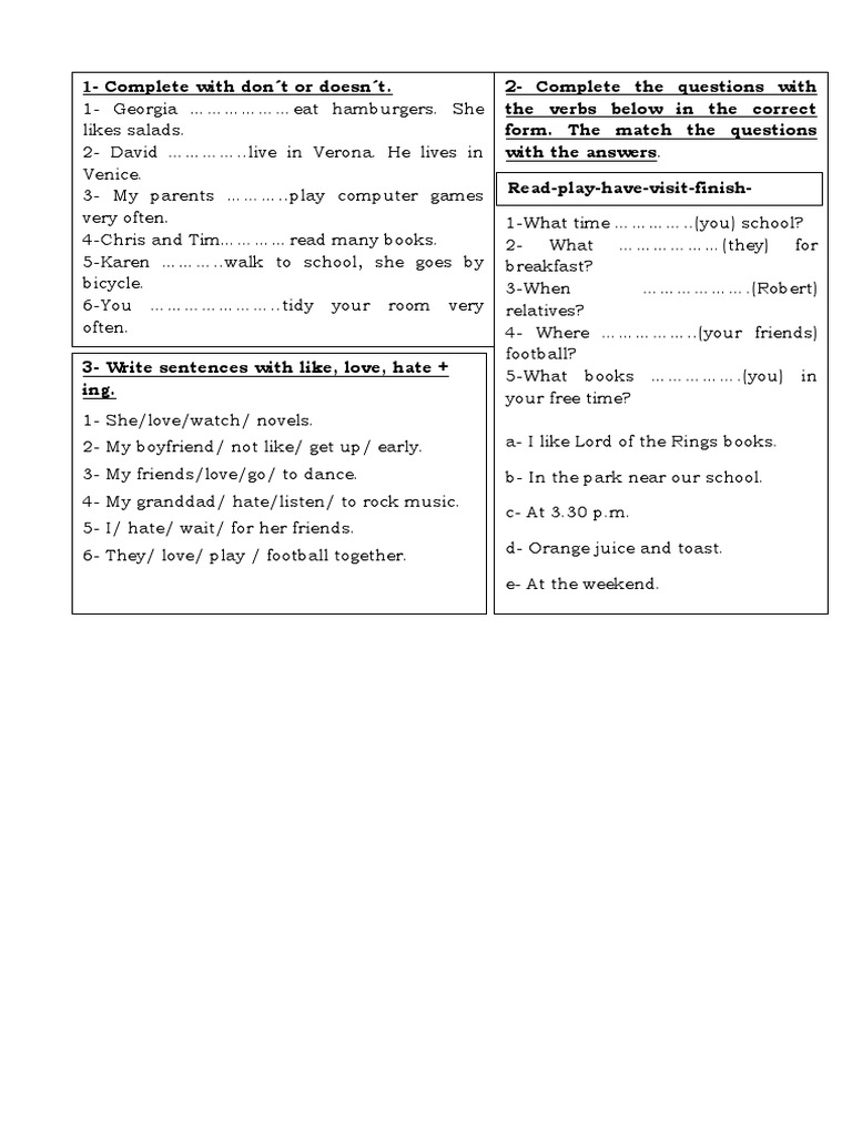 Present Simple!! Exercises | PDF